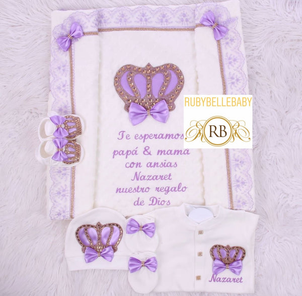 5pcs HRH Crown Embriodery Set - Lilac/Gold – RUBYBELLEBABY