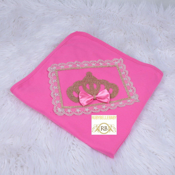 Princess Crown Receiving Blanket - Hot Pink/Gold – RUBYBELLEBABY