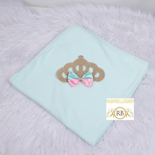 Princess Crown Receiving Blanket - Mint Green – RUBYBELLEBABY