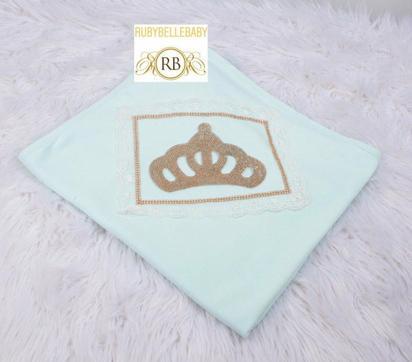 Princess Crown Receiving Blanket - Mint Green – RUBYBELLEBABY